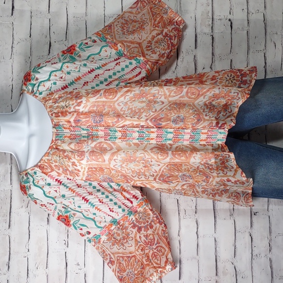 Tolani | Tops | Tolani Semisheer Peasant Top Wembroidery | Poshmark